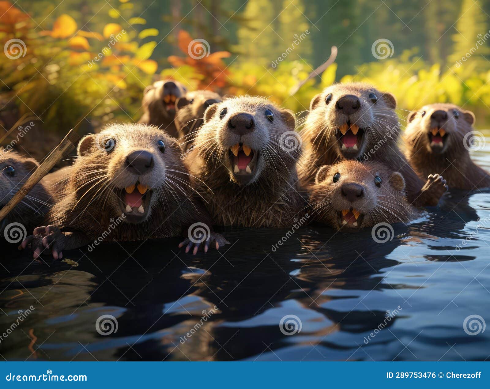 A Group of Beavers Looking at the Camera Stock Illustration ...