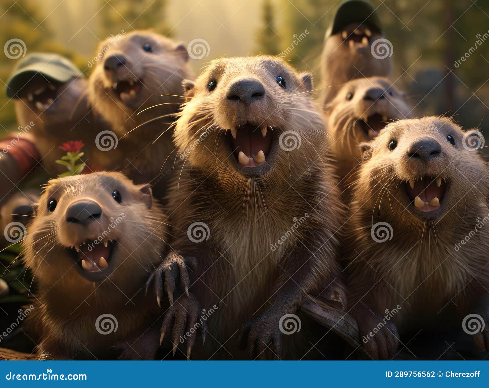 A Group of Beavers Looking at the Camera Stock Illustration ...