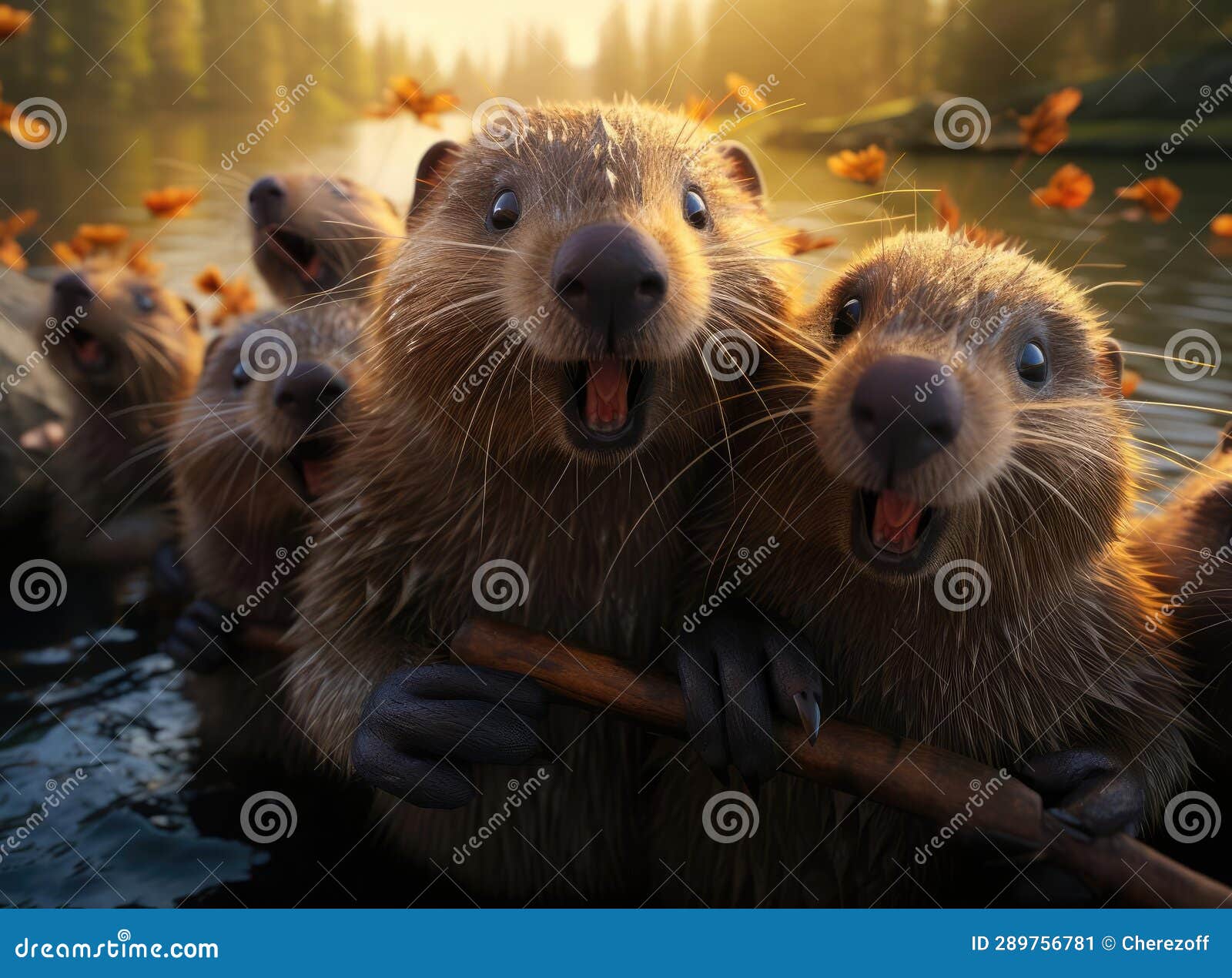 A Group of Beavers Looking at the Camera Stock Illustration ...