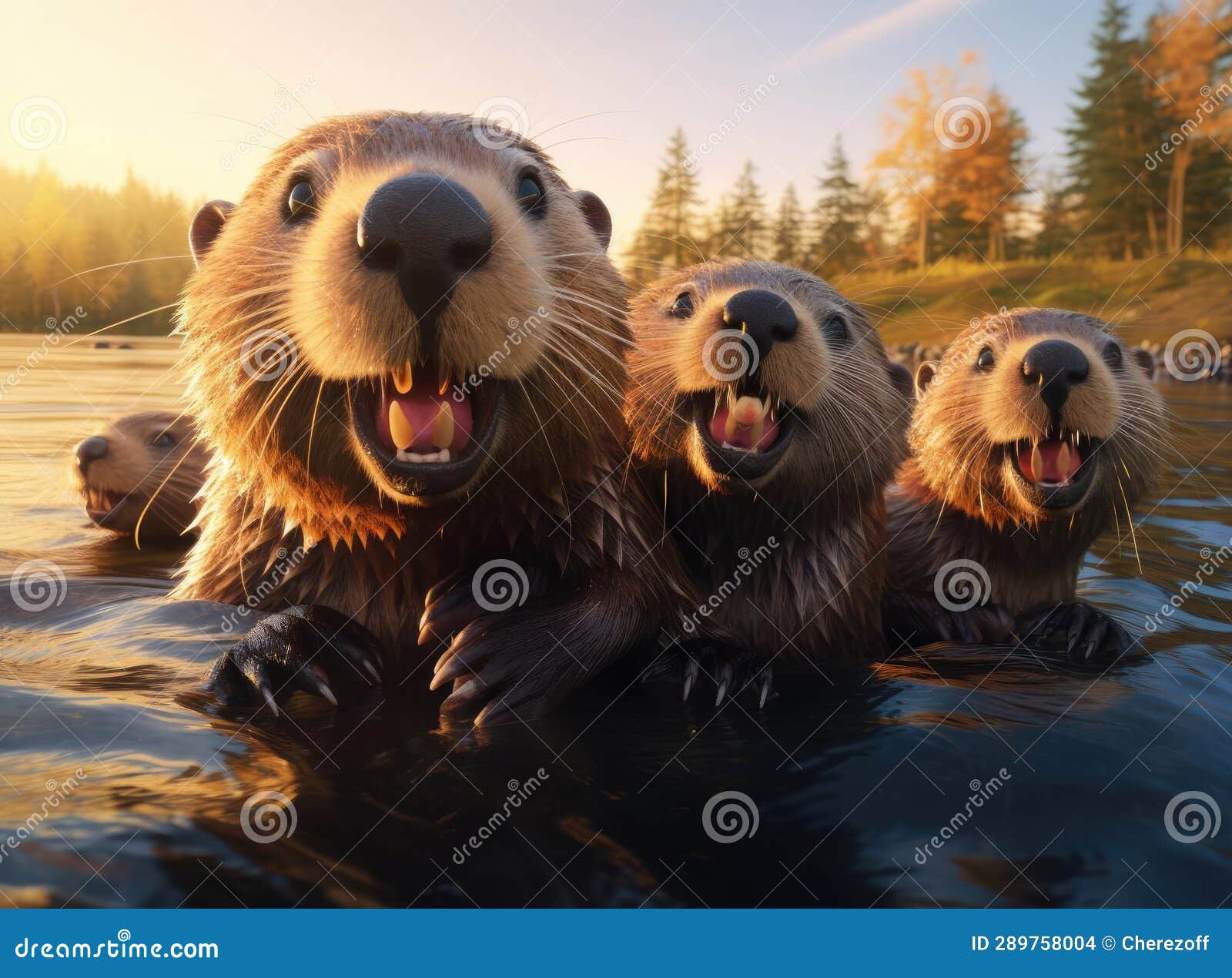 A Group of Beavers Looking at the Camera Stock Illustration ...
