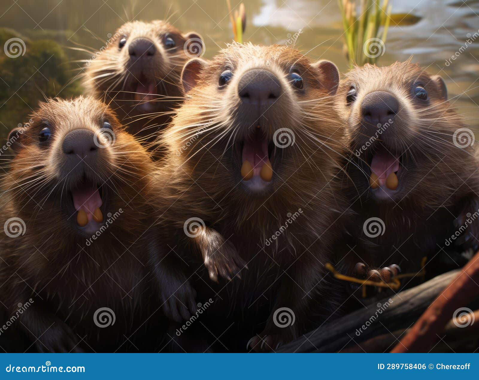 A Group of Beavers Looking at the Camera Stock Illustration ...