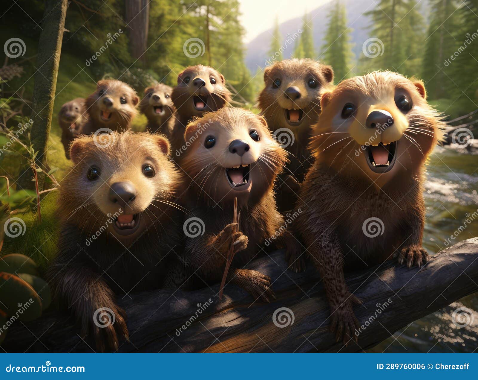 A Group of Beavers Looking at the Camera Stock Illustration ...