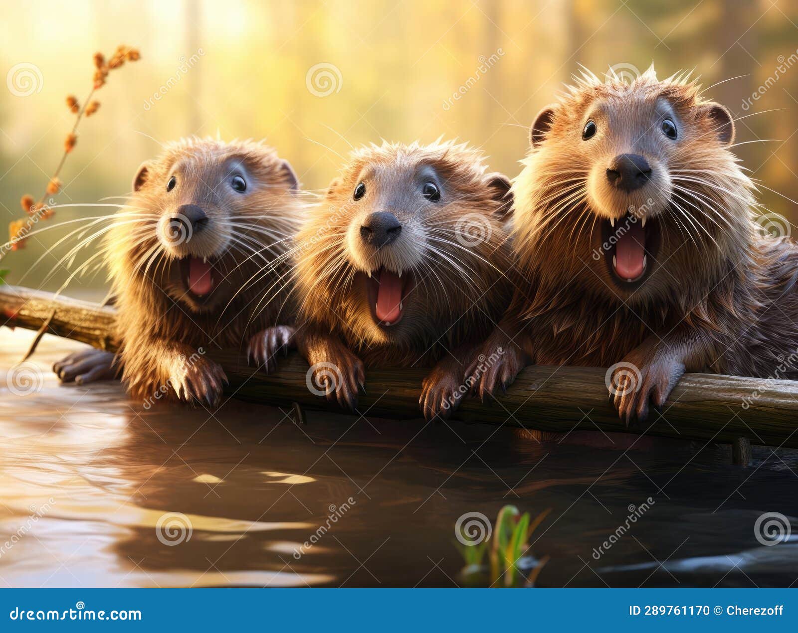 A Group of Beavers Looking at the Camera Stock Illustration ...