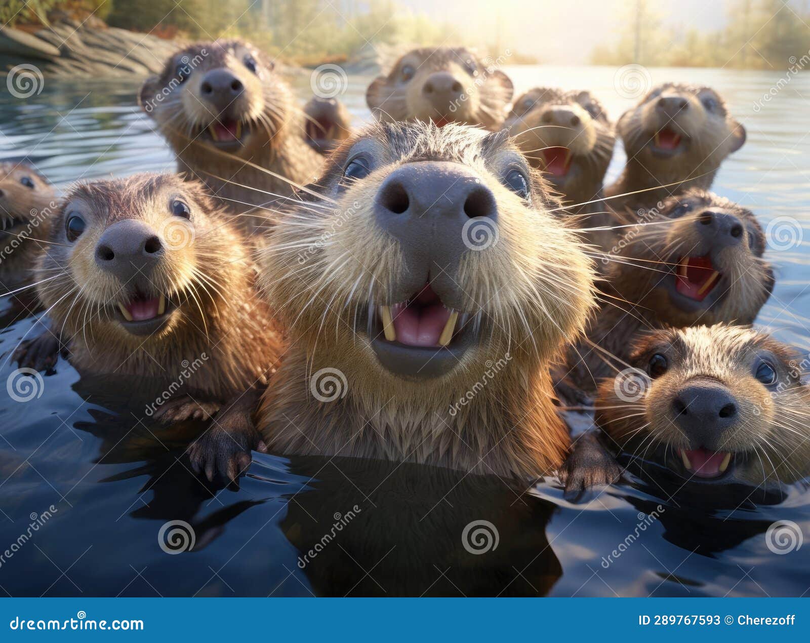 A Group of Beavers Looking at the Camera Stock Illustration ...