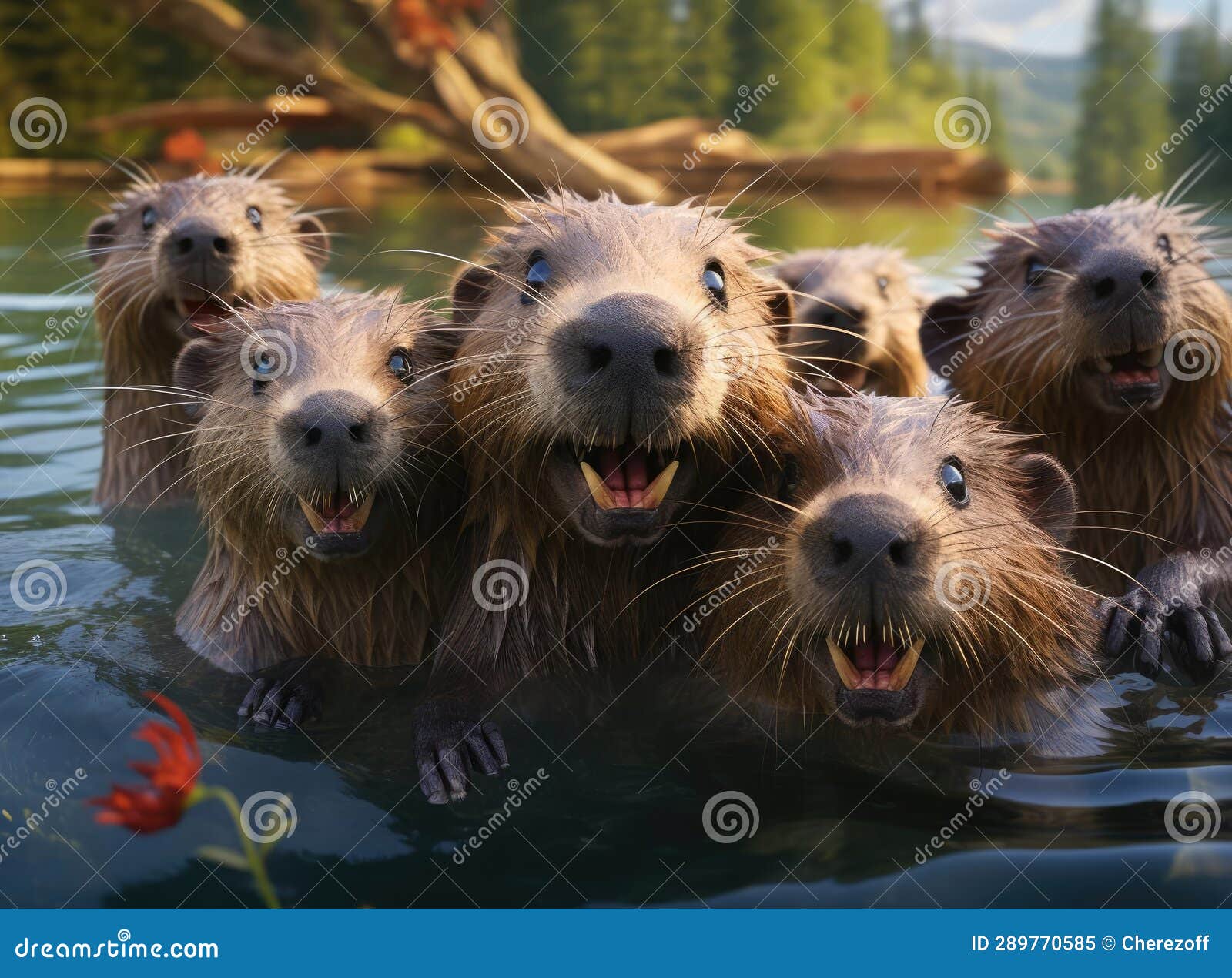 A Group of Beavers Looking at the Camera Stock Illustration ...
