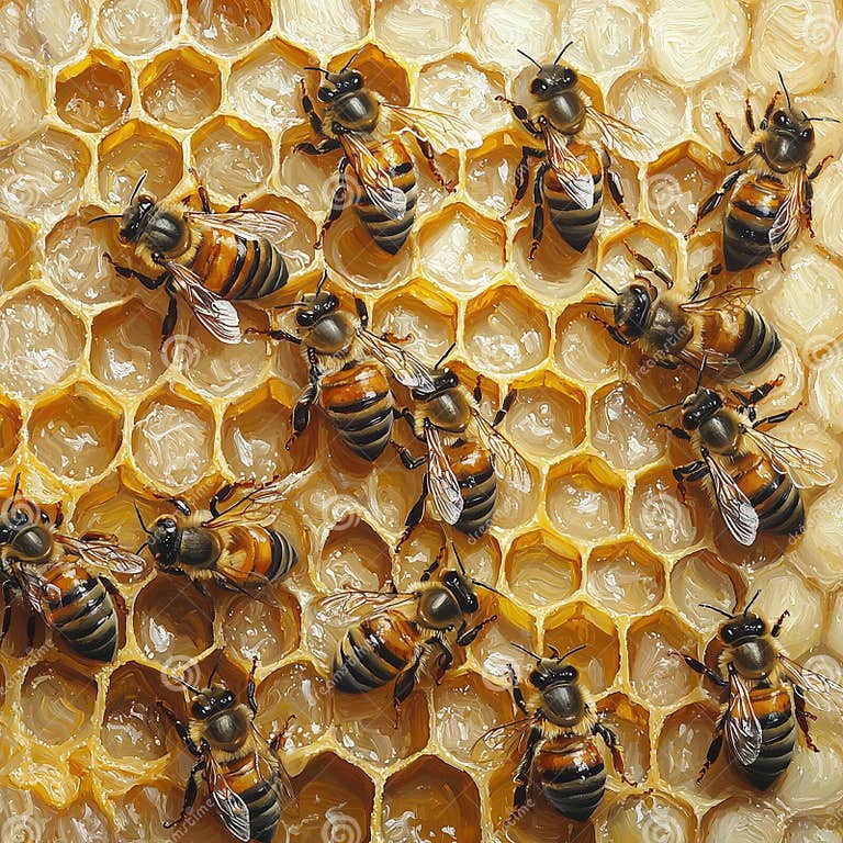 Group of Bees on Honeycomb Structure in Apiary Stock Photo - Image of hive, pollination: 347319124