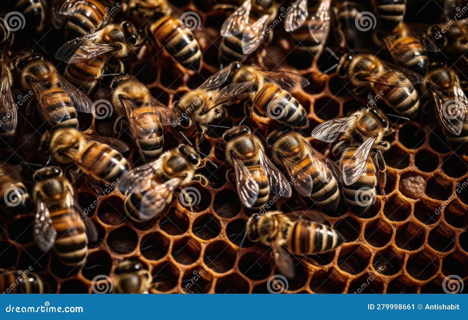 A Group of Bees Working Together Inside Their Hive Stock Illustration ...