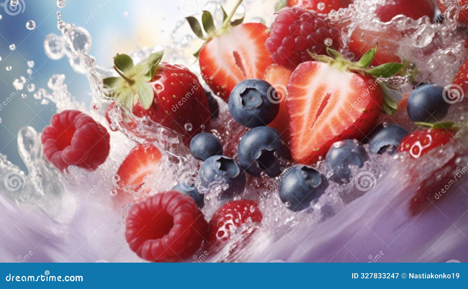 A Group of Berries in Water Splash Stock Image - Image of produce ...
