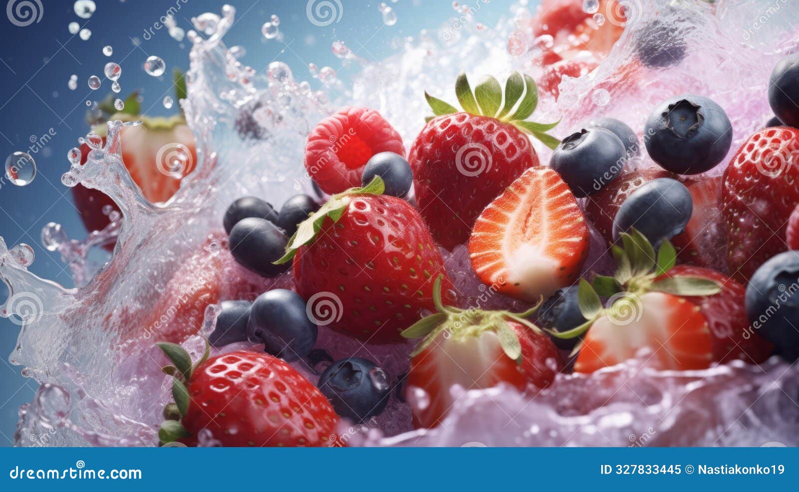 A Group of Berries in Water Splash Stock Image - Image of juicy ...