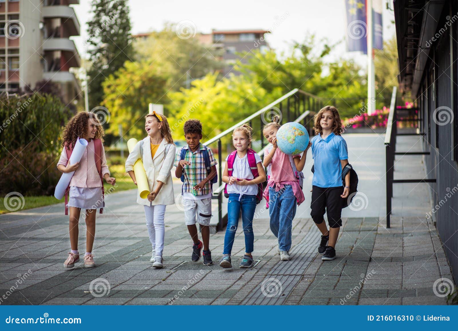 Group of Best School Friends Stock Photo - Image of american, backpack ...