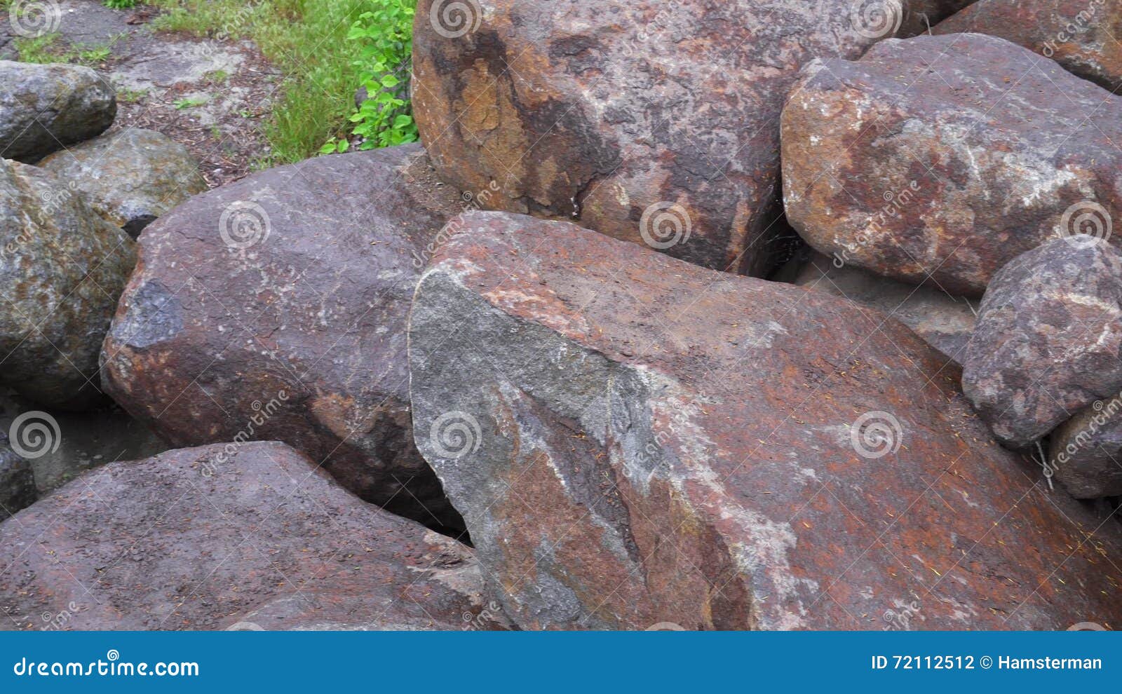Group of Big Boulder Stones Lying in Field, Natural Geologic Background ...