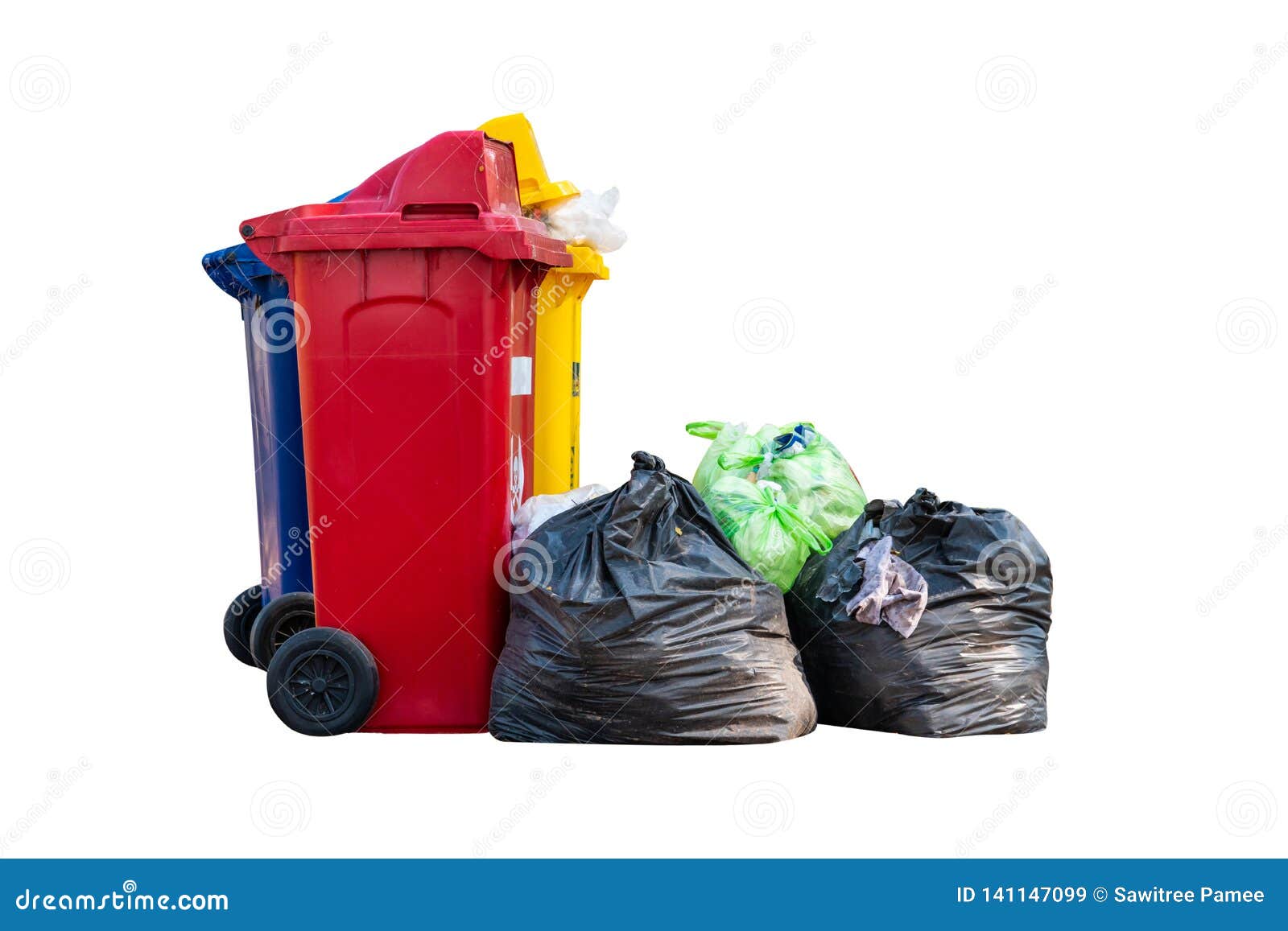 Group of Bin and Plastic Garbage Stock Image - Image of waste, dustbin ...