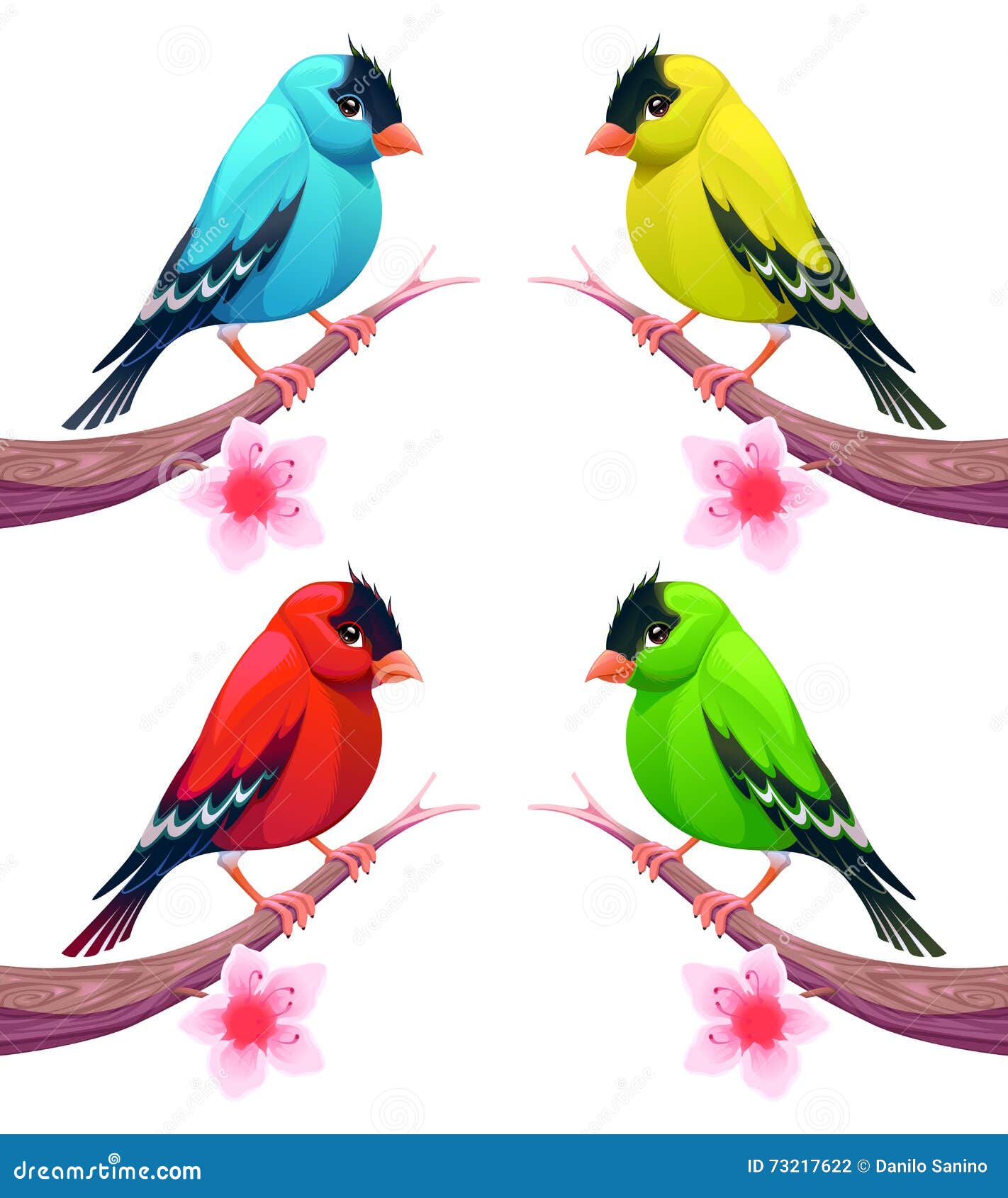 Group of Birds in Different Color Tones Stock Vector - Illustration of ...