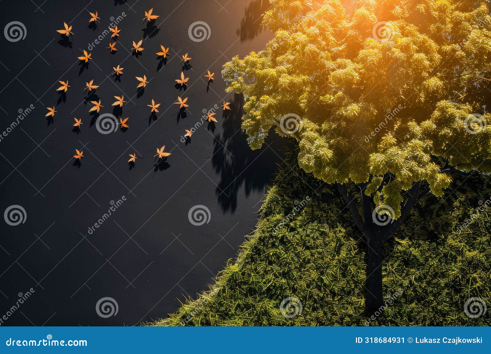 Birds Flying Around a Tree. Generative AI Stock Illustration ...
