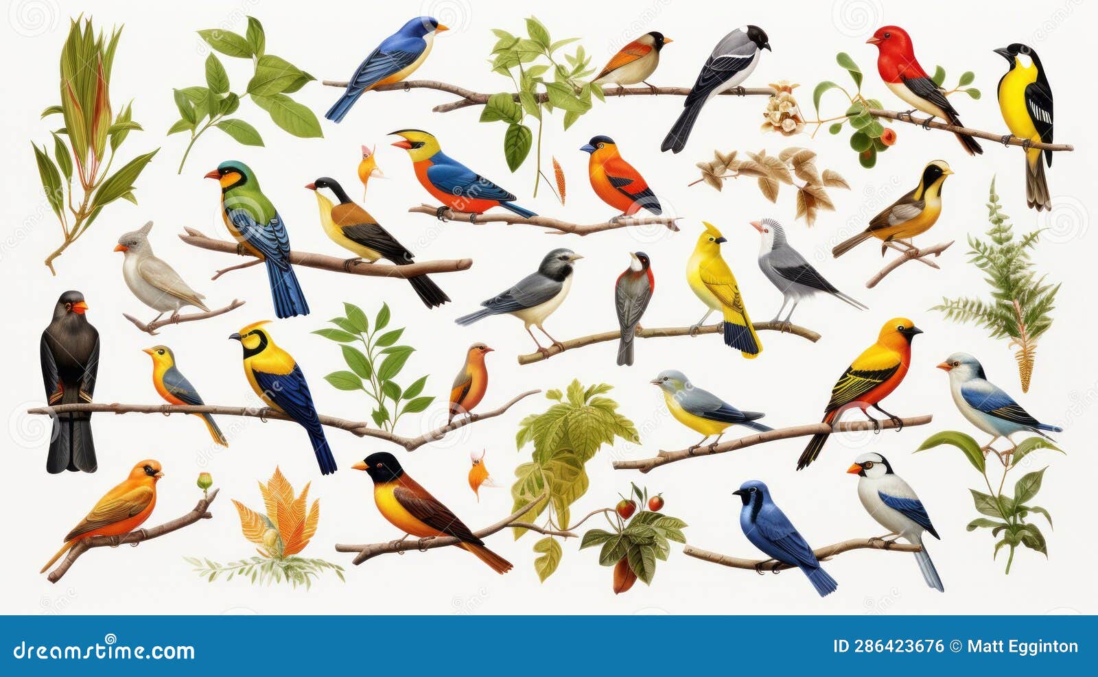 Photo of a Flock of Birds Perched on a Tree Branch Stock Photo - Image ...