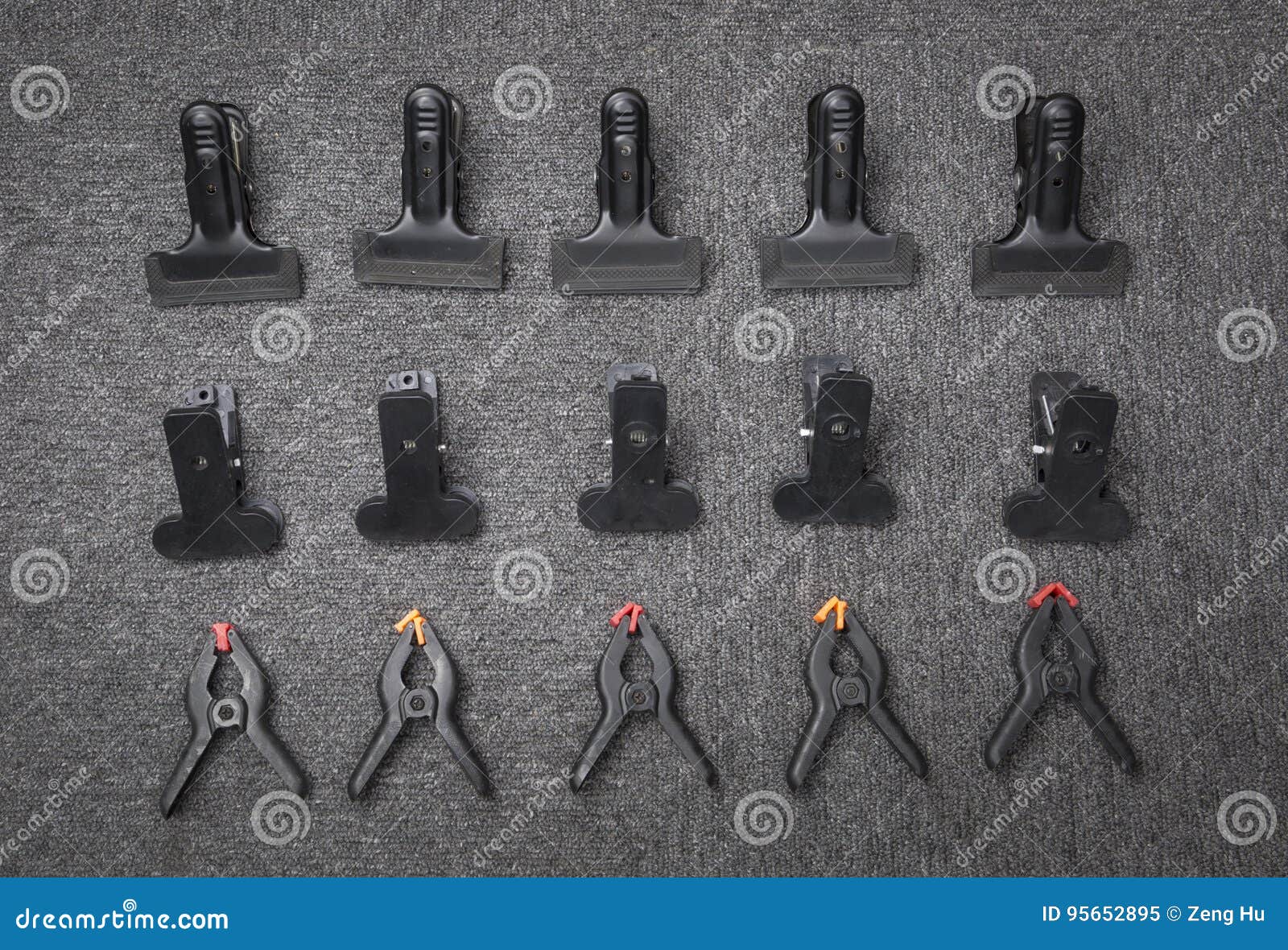 Group of black big clips stock image. Image of supply - 95652895