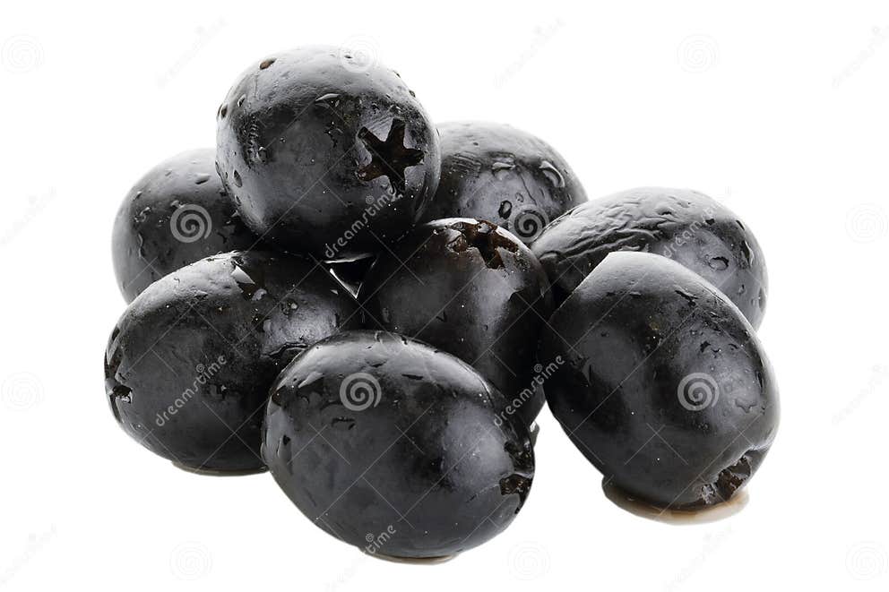 Group of Black Olives Isolated on a White Background Stock Photo ...