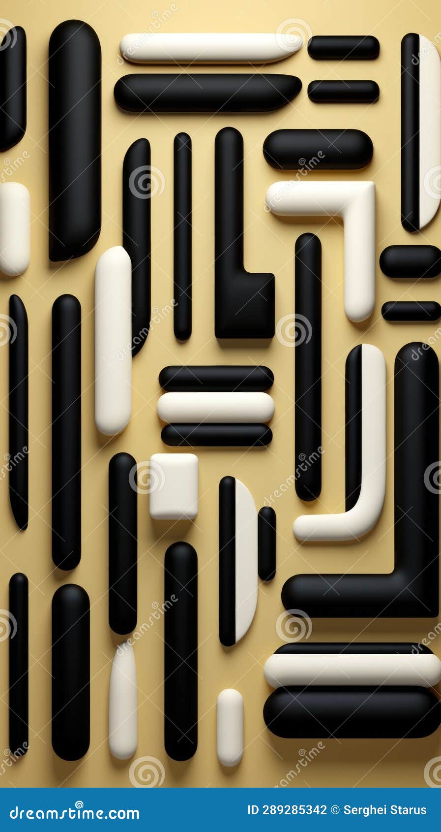 A Group of Black and White Objects on a Yellow Surface. Generative AI ...