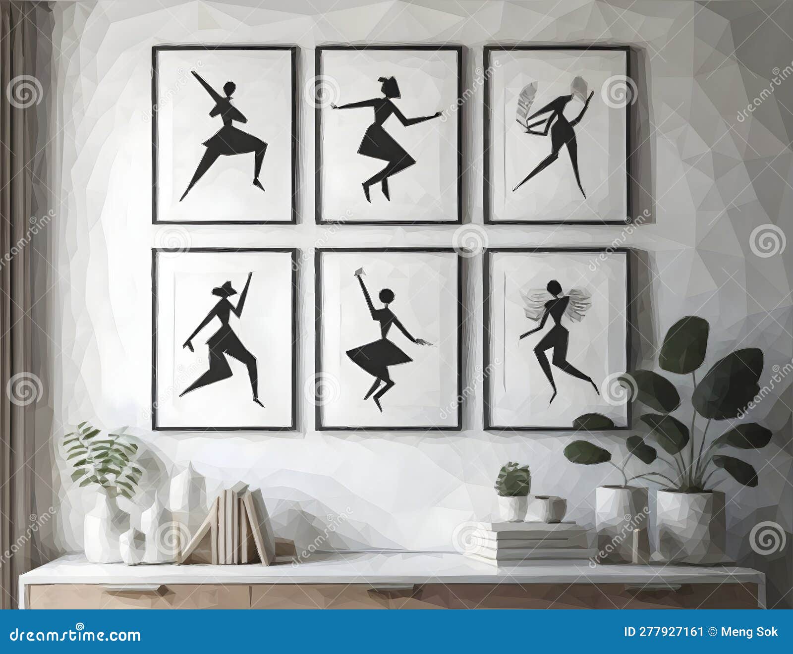 A Group of Black and White Silhouettes on a Wall, Abstract Human ...