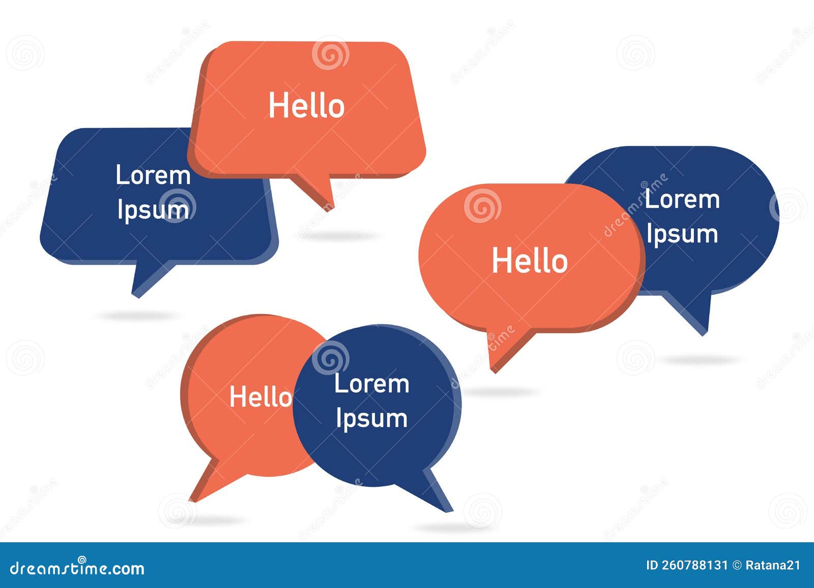 Blank Orange and Blue Speech Bubble Icon on White Background Stock ...