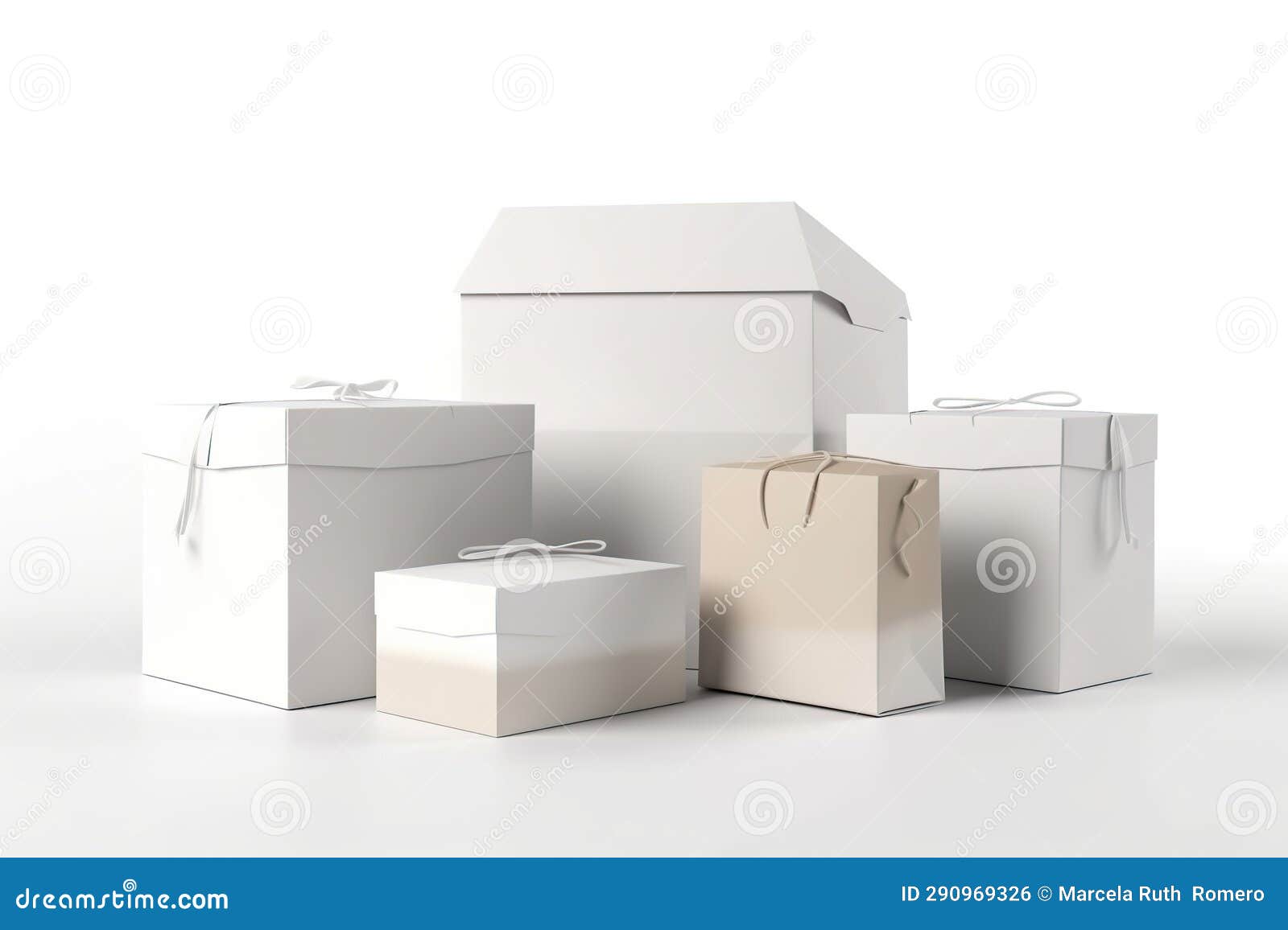 Group of Blank White Boxes. AI Generated Stock Illustration ...