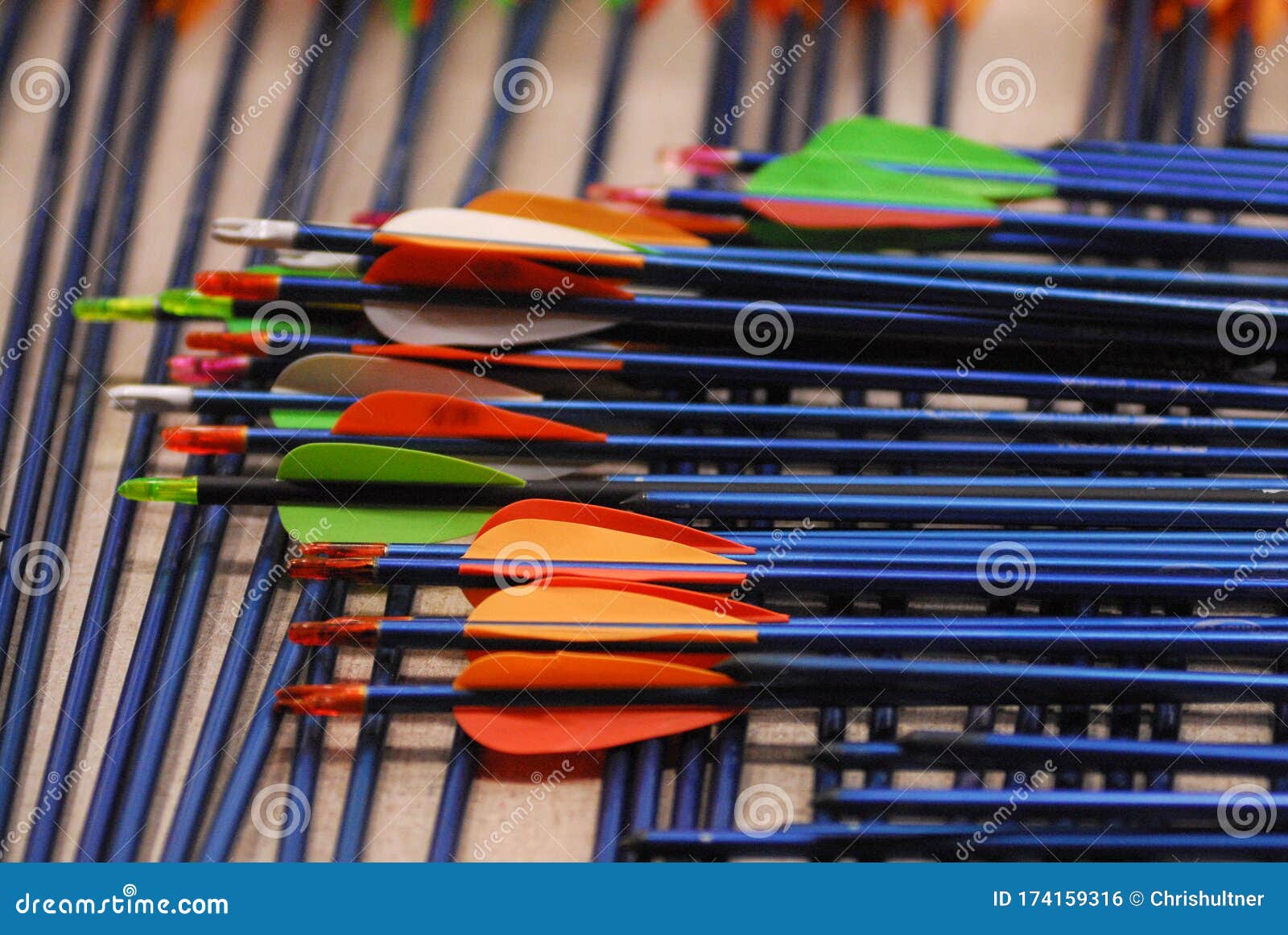 A Group of Blue Arrows for a Bow Stock Photo - Image of feather, white ...