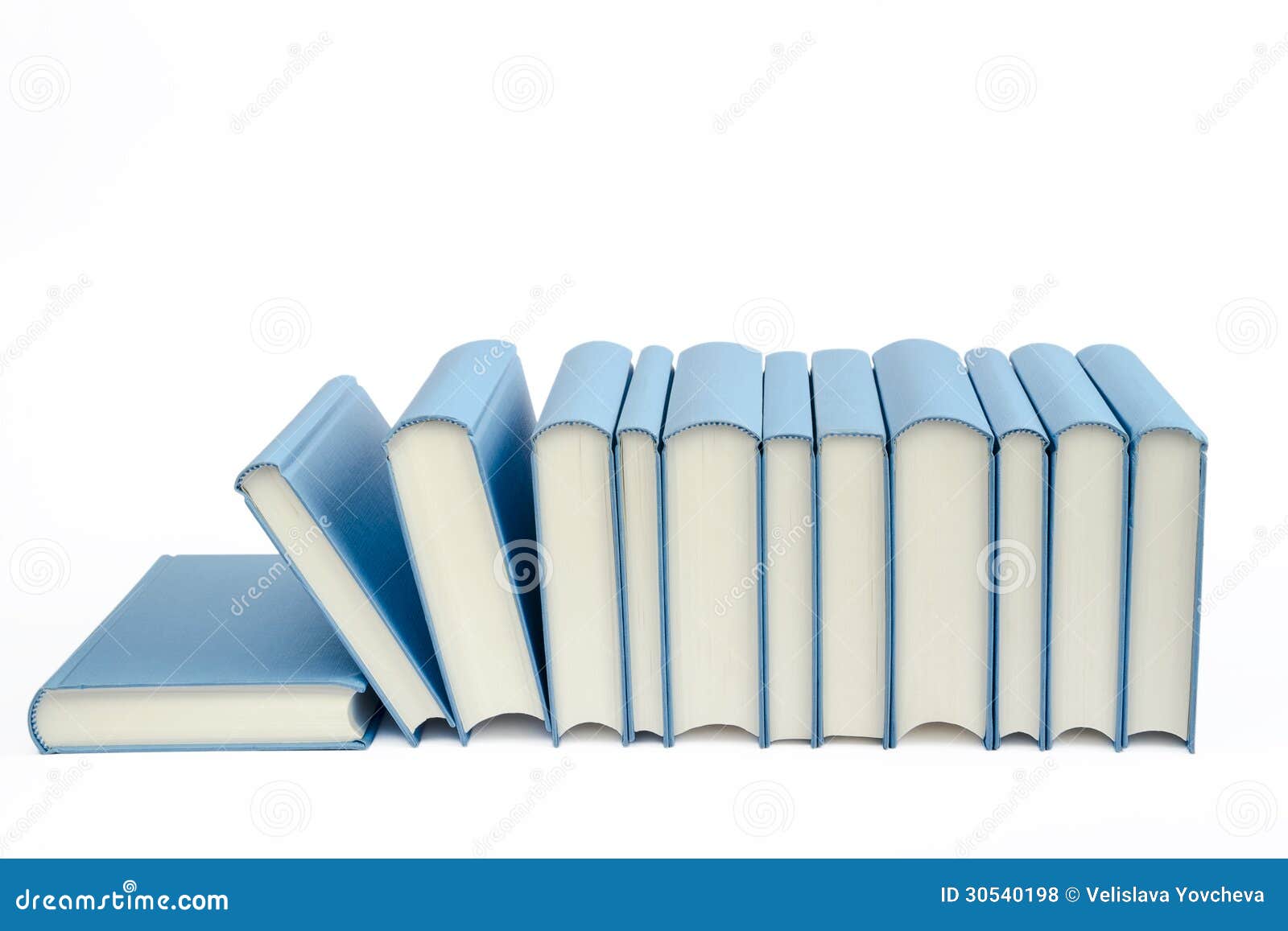 A Group of Blue Books in a Row on a White Background Stock Photo ...