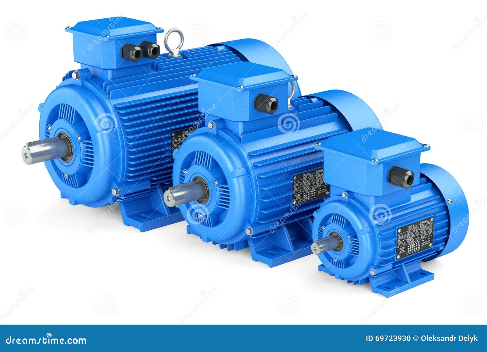 Group of Blue Electric Industrial Motors. Stock Illustration ...