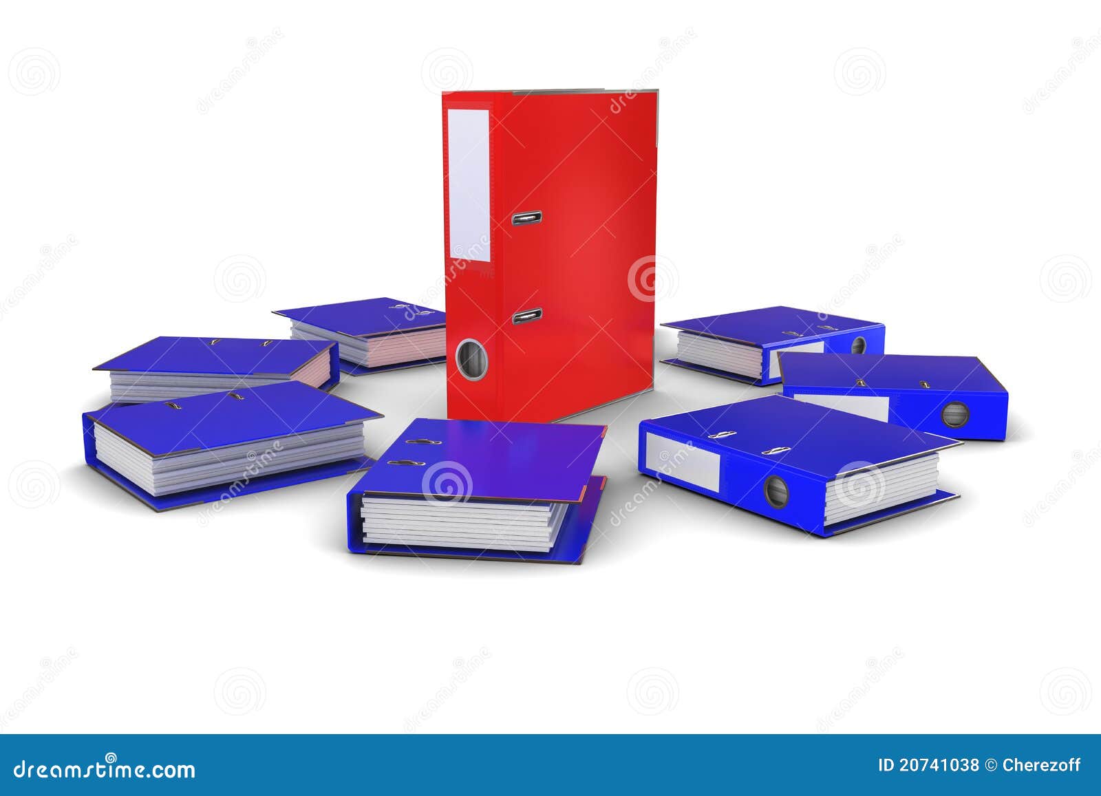 The Group of Blue Folders Office Around the Red Fo Stock Illustration ...