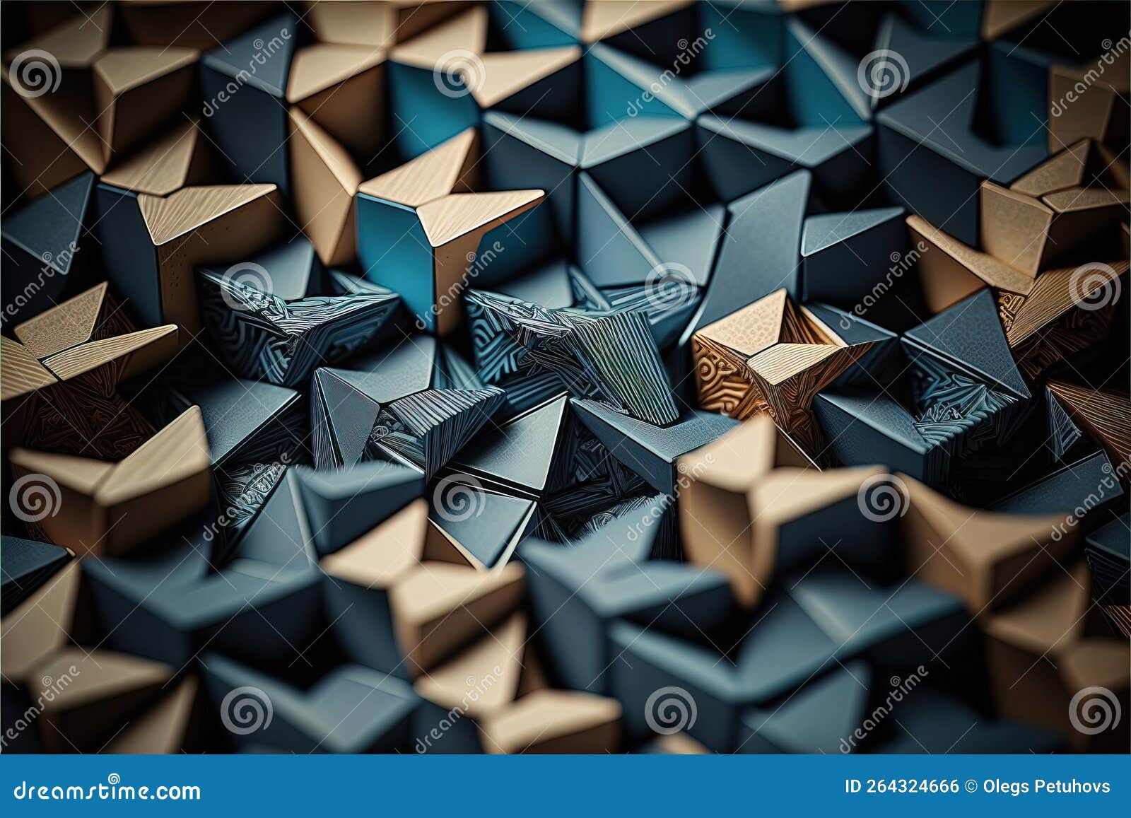 A Group of Blue and Gold Boxes with a Wooden Box in the Middle of Them ...
