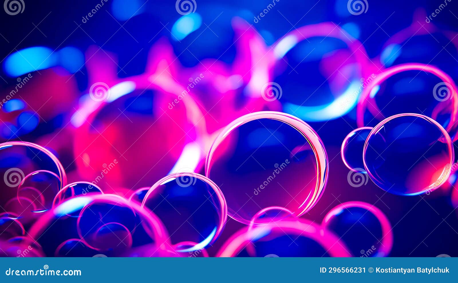 Group of Blue and Pink Bubbles Floating on Top of Blue Surface ...