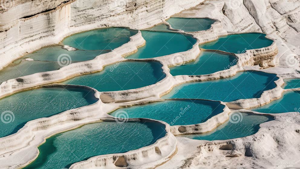 A Group of Blue Pools are in a Cliff Side, AI Stock Photo - Image of ...