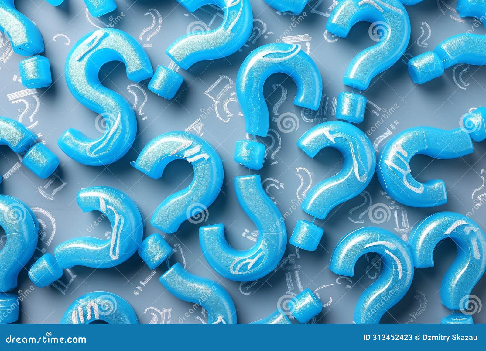 Group of Blue Question Marks on Table Stock Image - Image of isolated ...