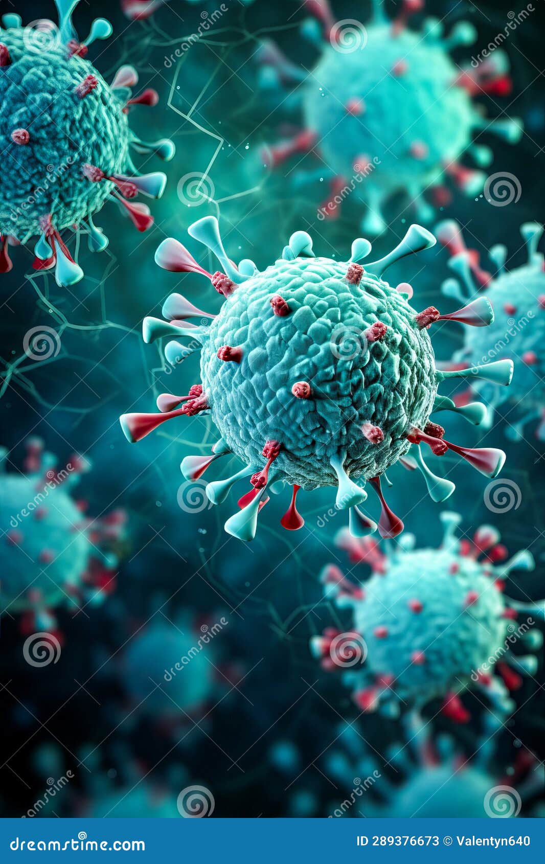 Group of Blue and Red Corona Coronas with Red Blood. Generative AI ...