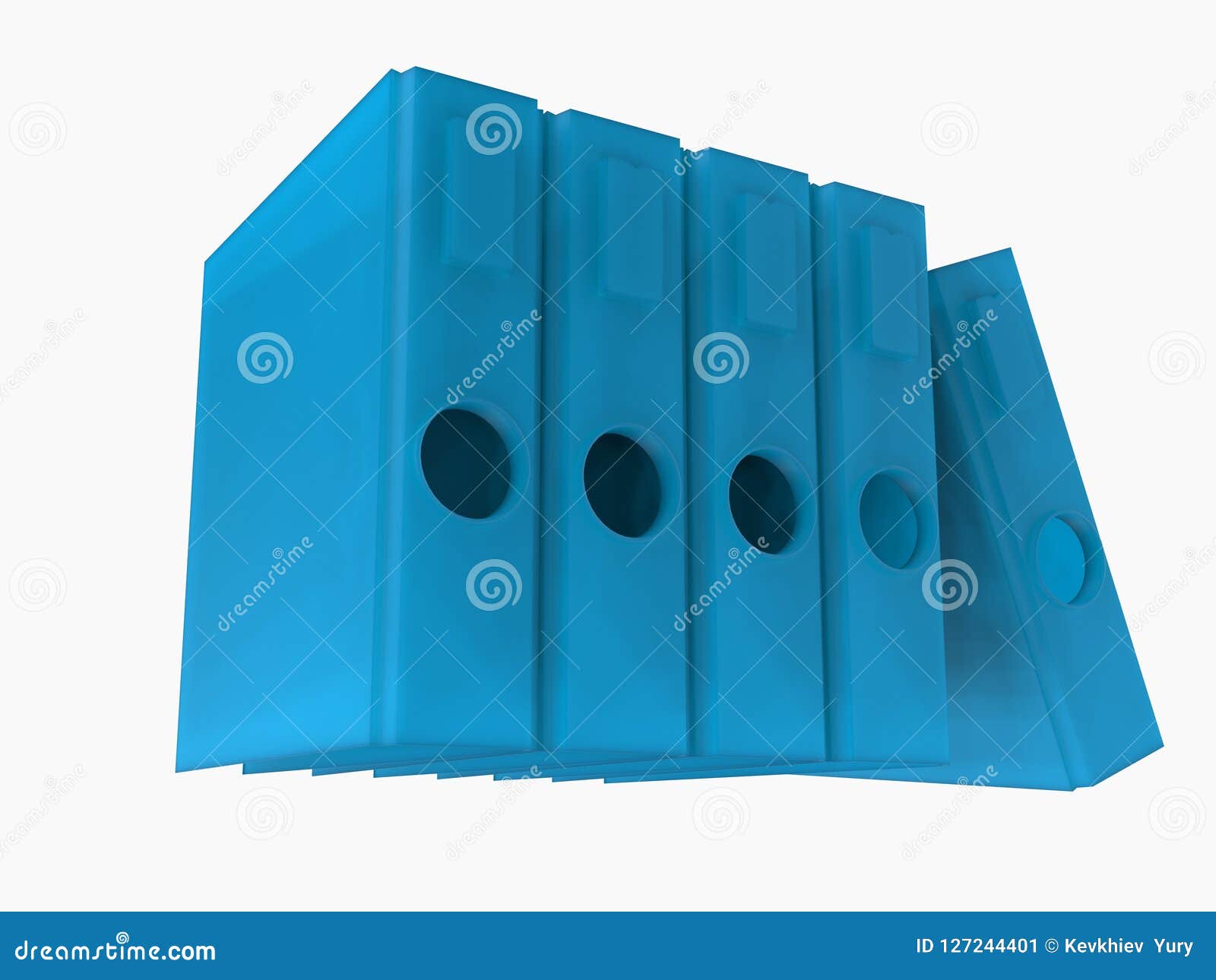 Group of Blue Ring Binders 3D Rendering Stock Illustration ...