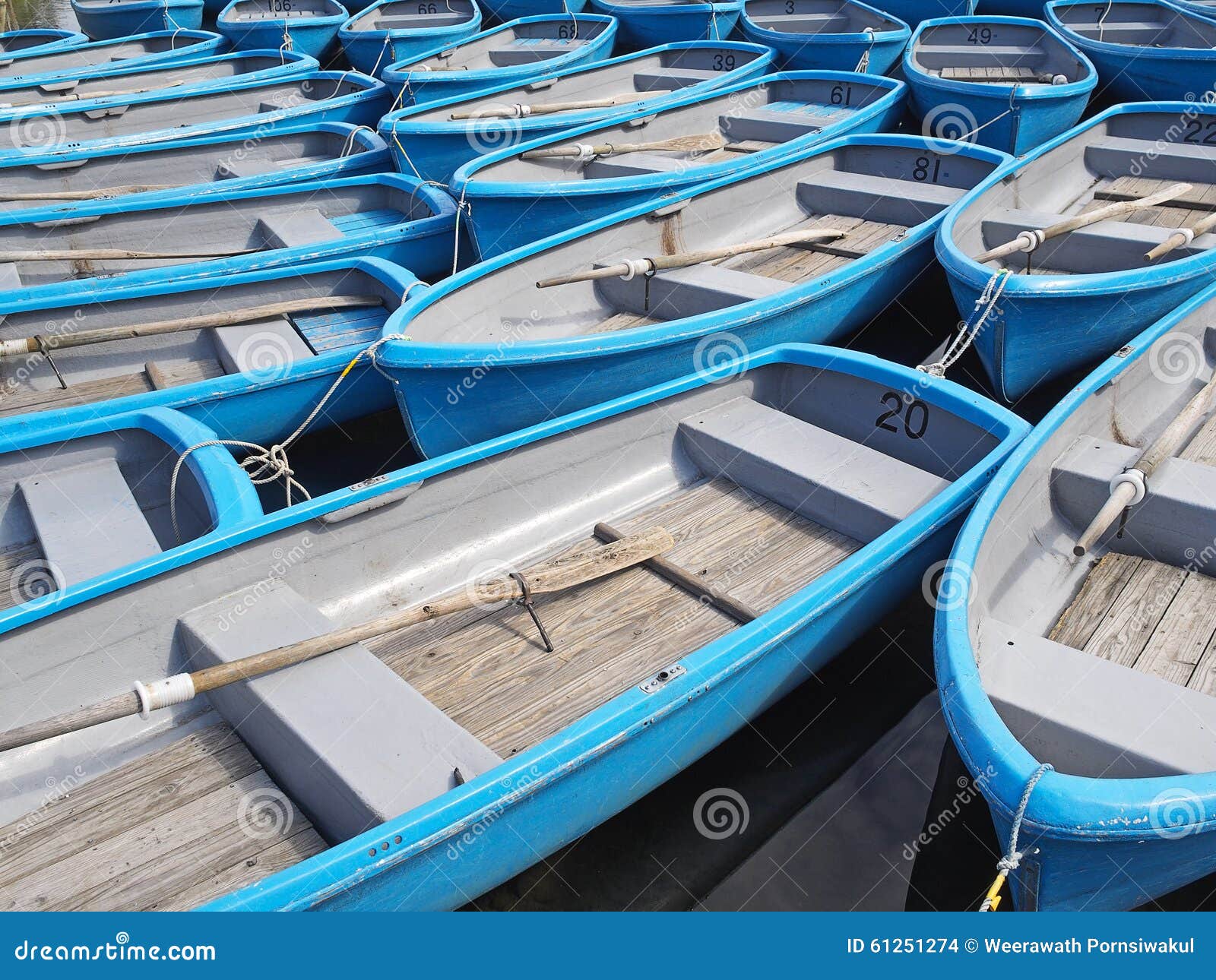 Group of Blue Rowboat at River Stock Photo - Image of rowboat, outdoors ...