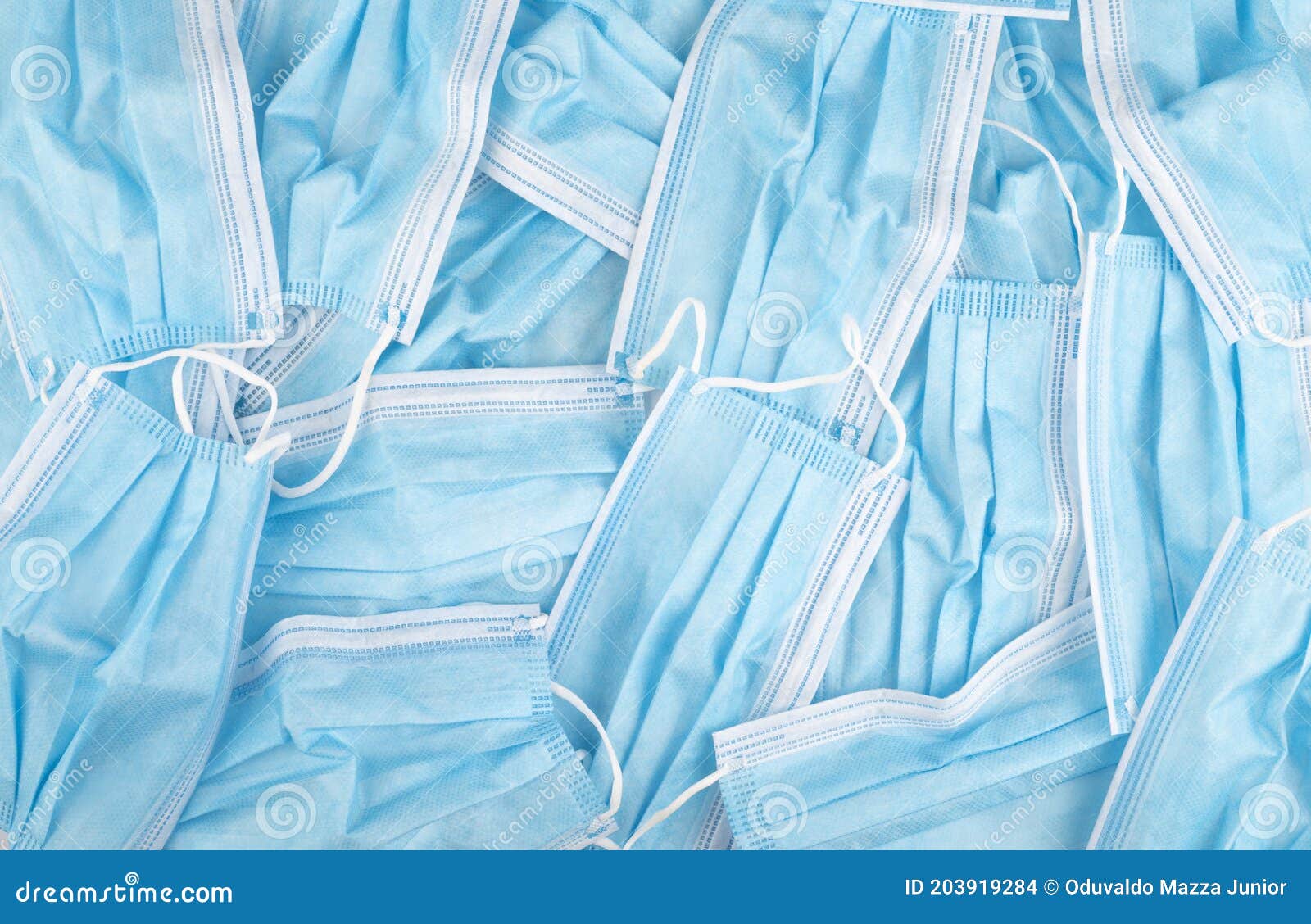 A Group of Blue Single-use Protection Masks Stock Photo - Image of ...