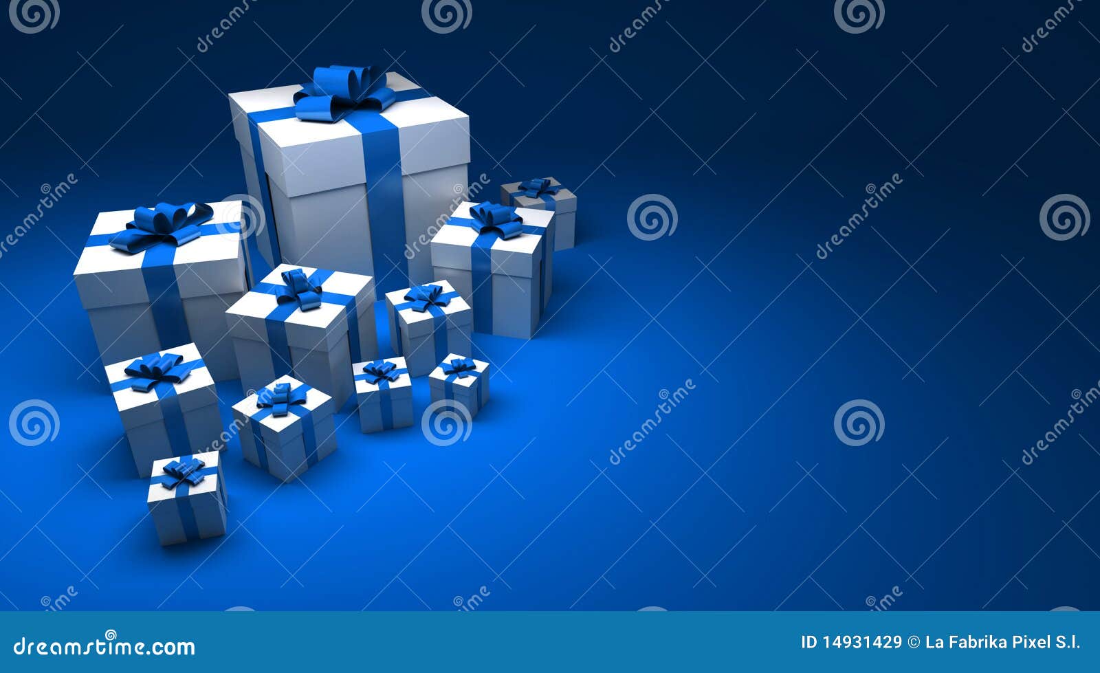 Group of Blue and White Presents Stock Illustration - Illustration of ...