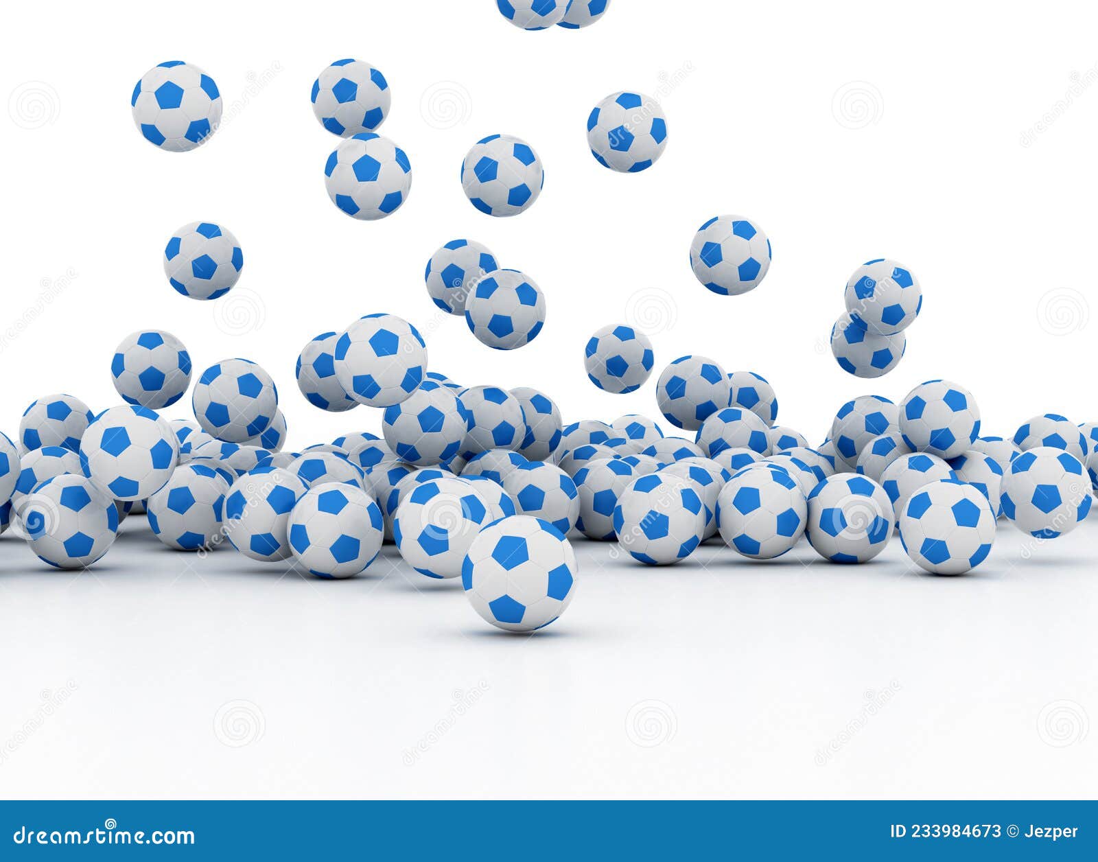 White and Blue Soccer Balls Falling Stock Illustration - Illustration ...