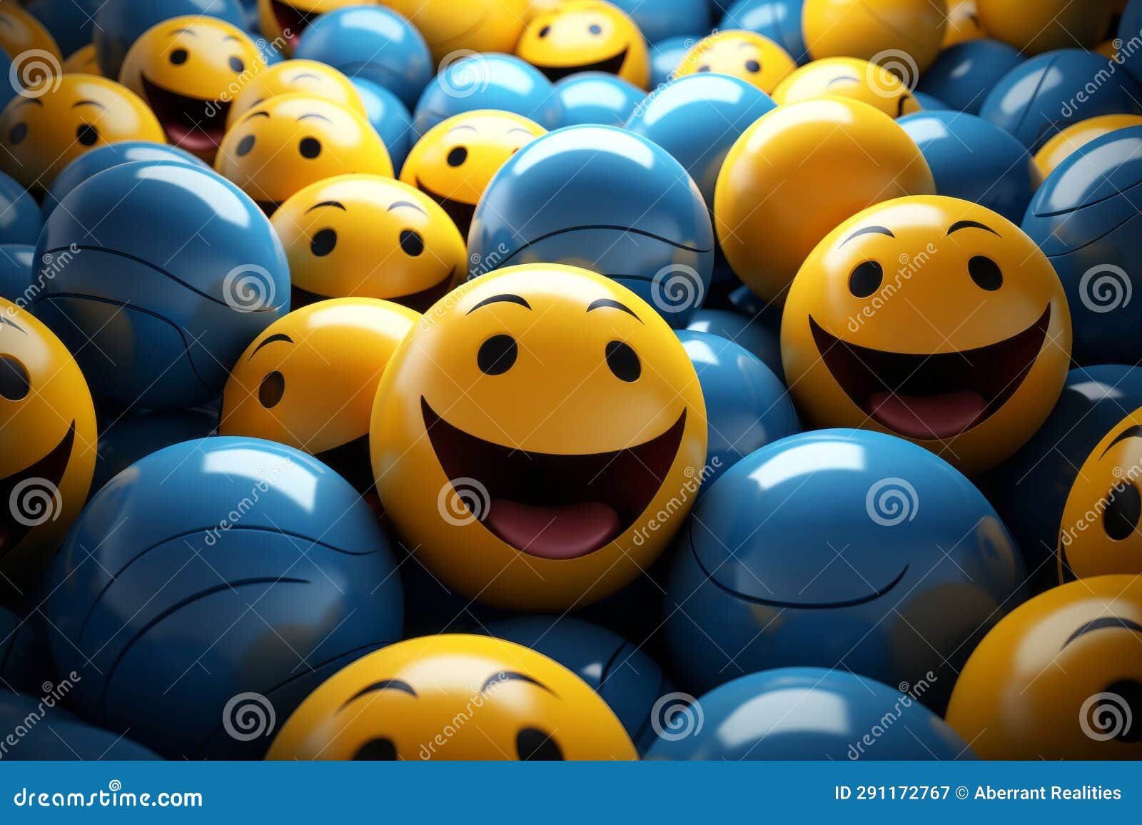 A Group of Blue and Yellow Smiley Faces Stock Illustration ...