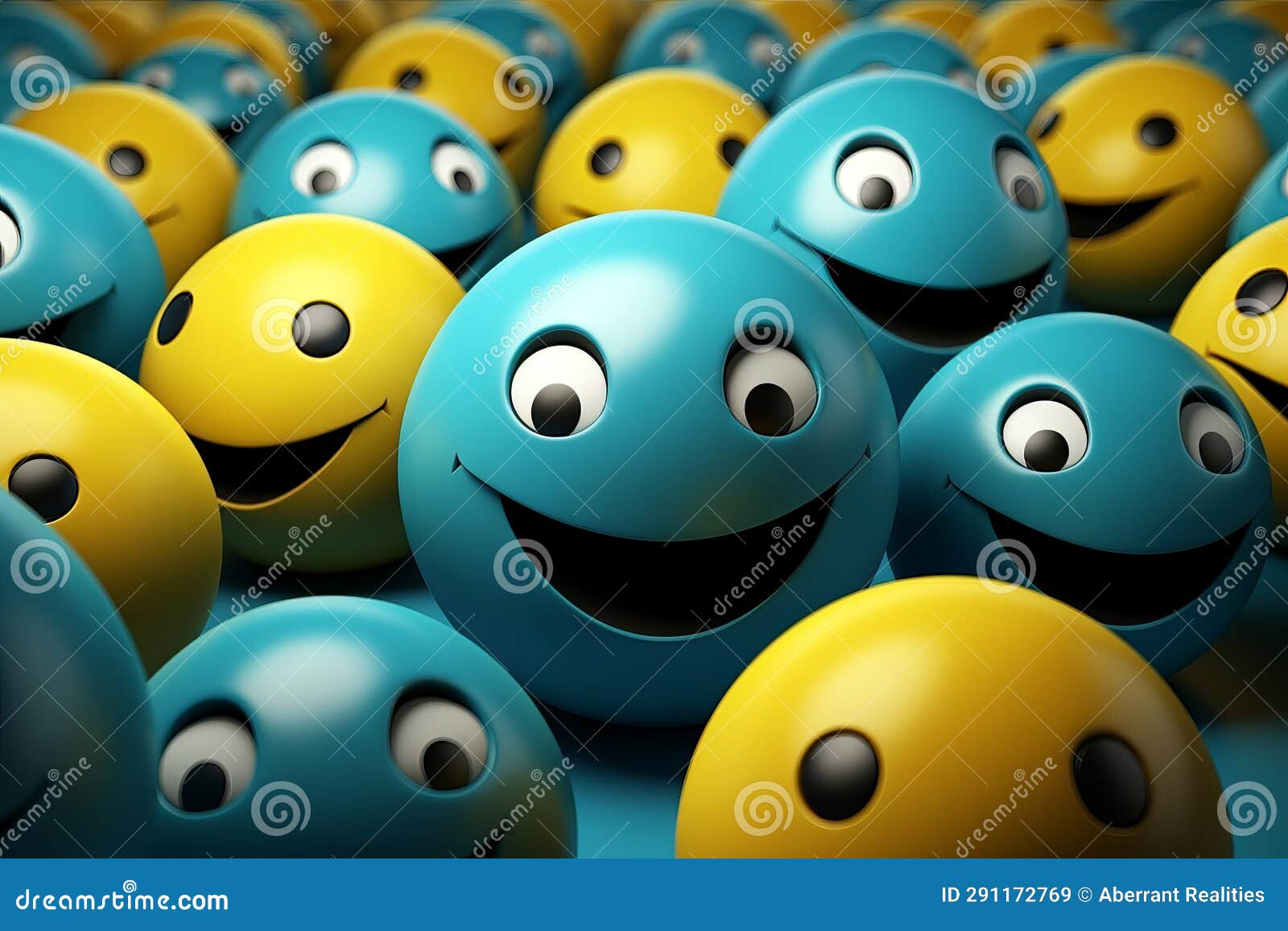 A Group of Blue and Yellow Smiley Faces Stock Illustration ...