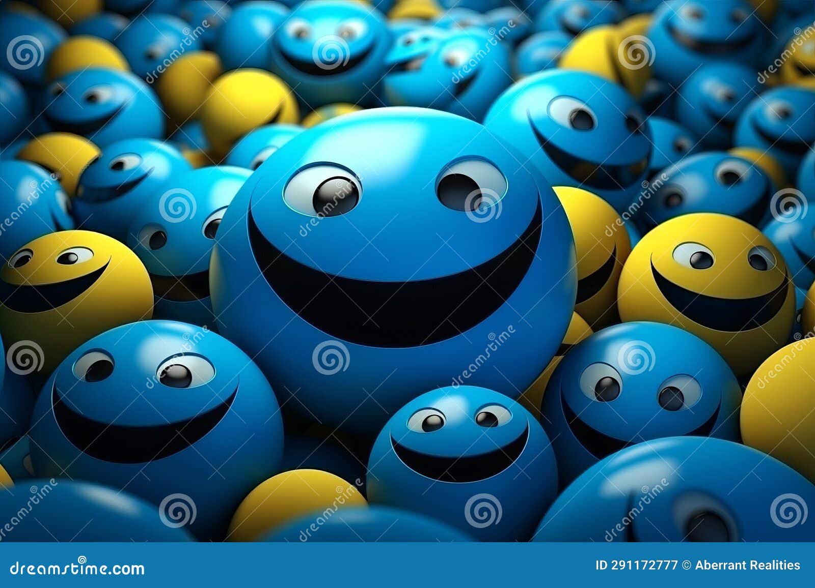A Group of Blue and Yellow Smiley Faces Stock Illustration ...