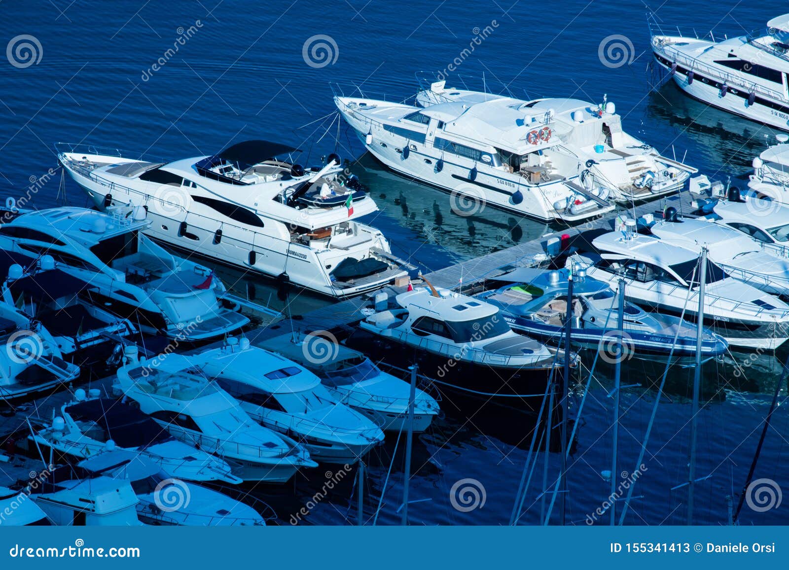 A Group of Boats and Yacht in the Harbor Stock Image - Image of marine ...