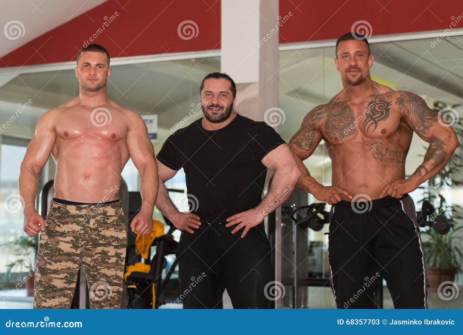 Group of Bodybuilders Posing in Gym Stock Image - Image of portrait ...