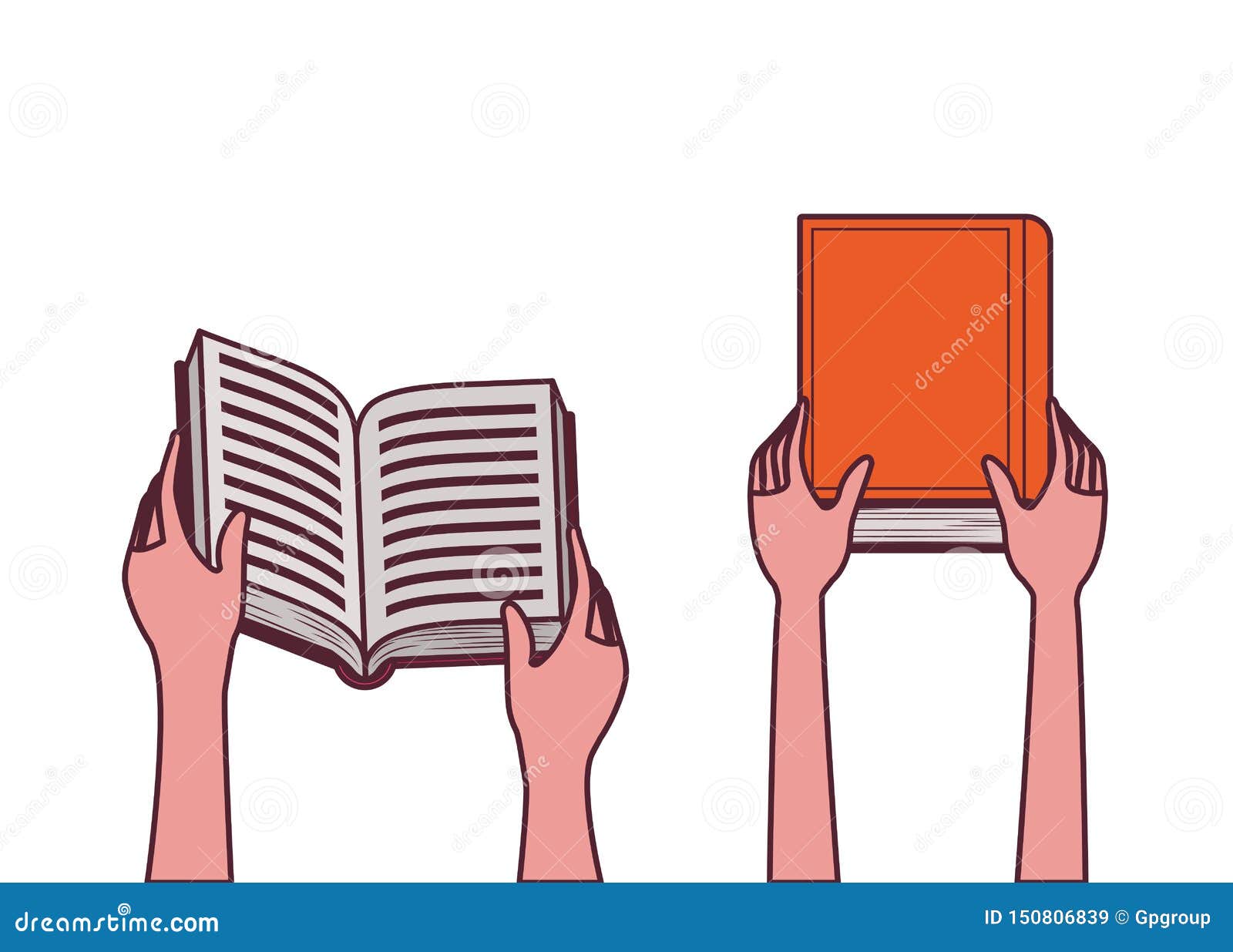 Group of Books and Hand Design Stock Vector - Illustration of concept ...