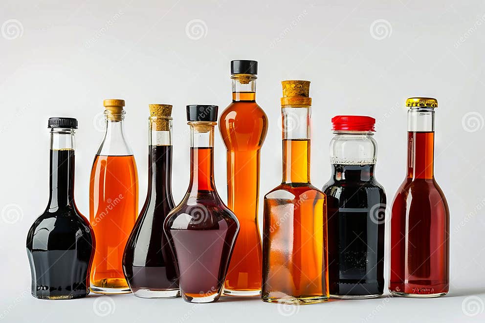 A Group of Bottles with Different Types of Syrup Stock Photo - Image of ...
