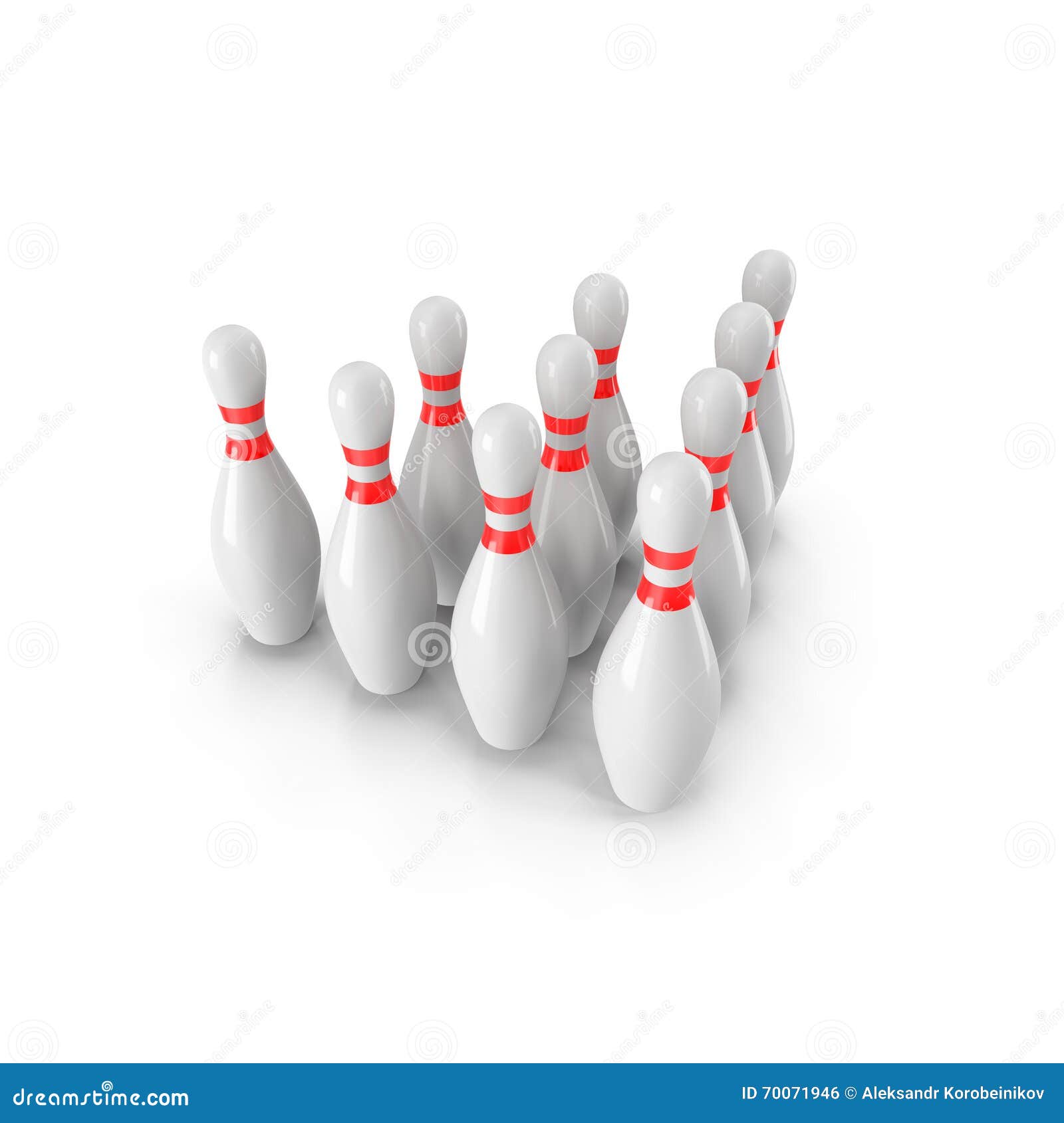 Group of Bowling Pins on White Background. 3D Rendering Stock ...