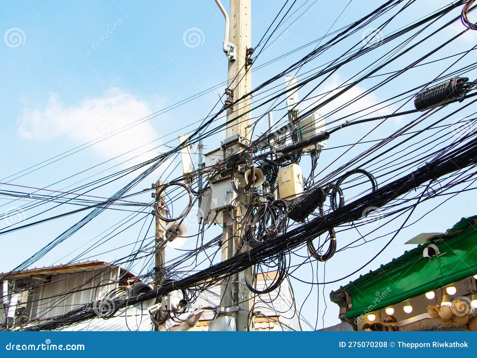 Group Box Communication Installed on Electric Pole Tower Telephone Pole ...