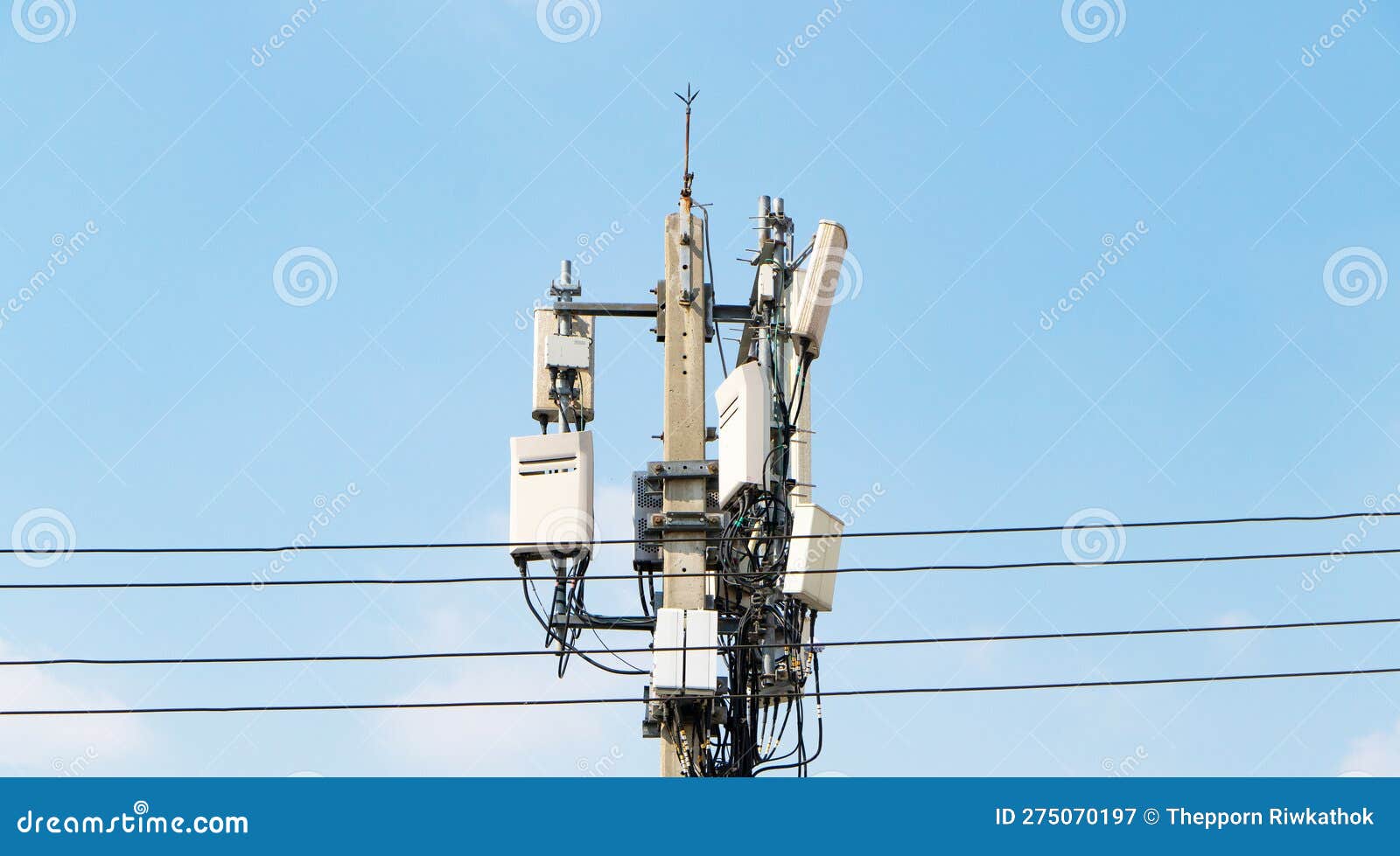 Pole With Tangle Cables And Wire Royalty-Free Stock Photo ...