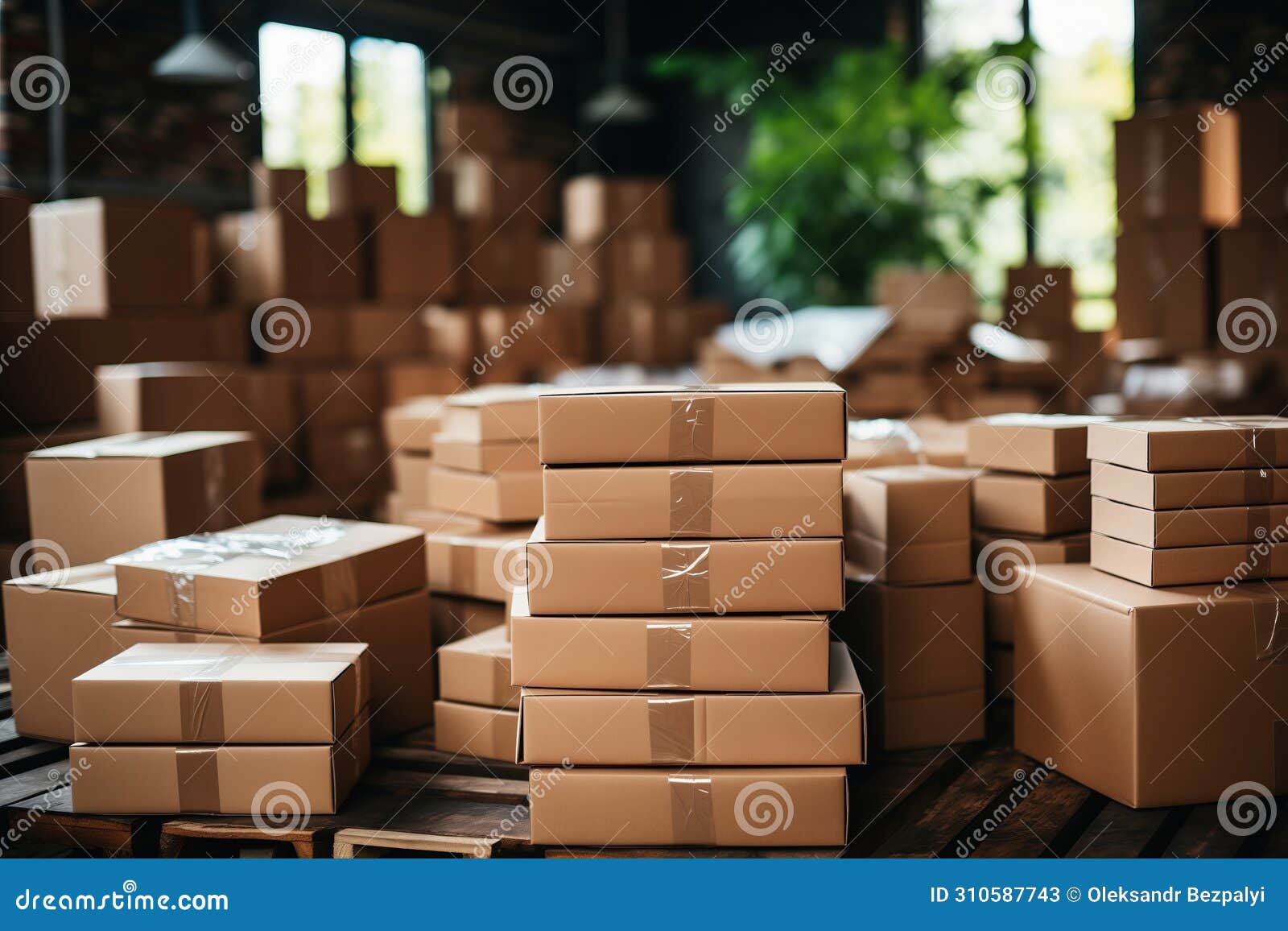 A Group of Boxes Neatly Stacked on a Table Stock Illustration ...